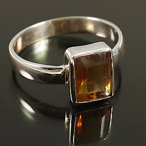 Citrine Gemstone Solid 925 Sterling Silver Silver Band Ring Handmad for Women & Man Gift Item by Goyal Exports SRG198A(US-9.5)