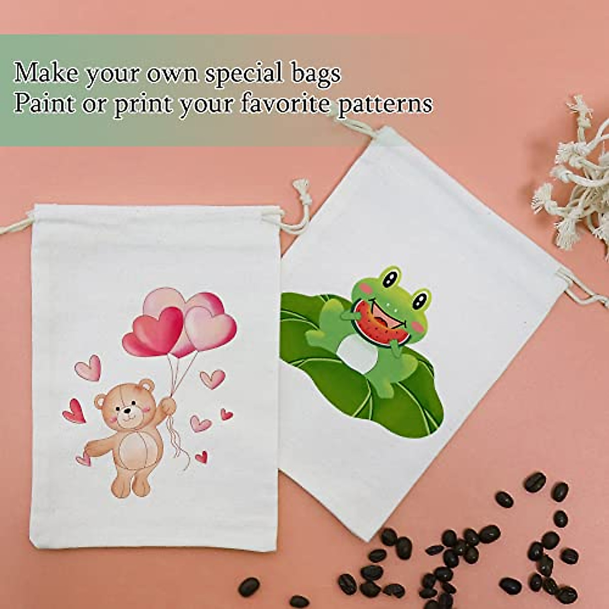 Advantez 20 Pieces Muslin Bags, Drawstring Goodie Bags, Reusable Cotton Bags With Drawstring for Sachet Jewelry Party Wedding Home Supplies Storage DIY Gift (5 x 7 Inches)