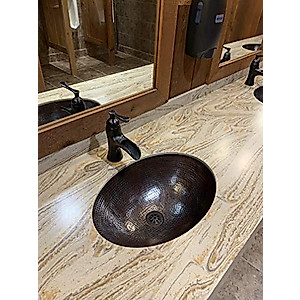 SimplyCopper 19" Oval Aged Copper Bathroom Sink Under Mount or Drop In
