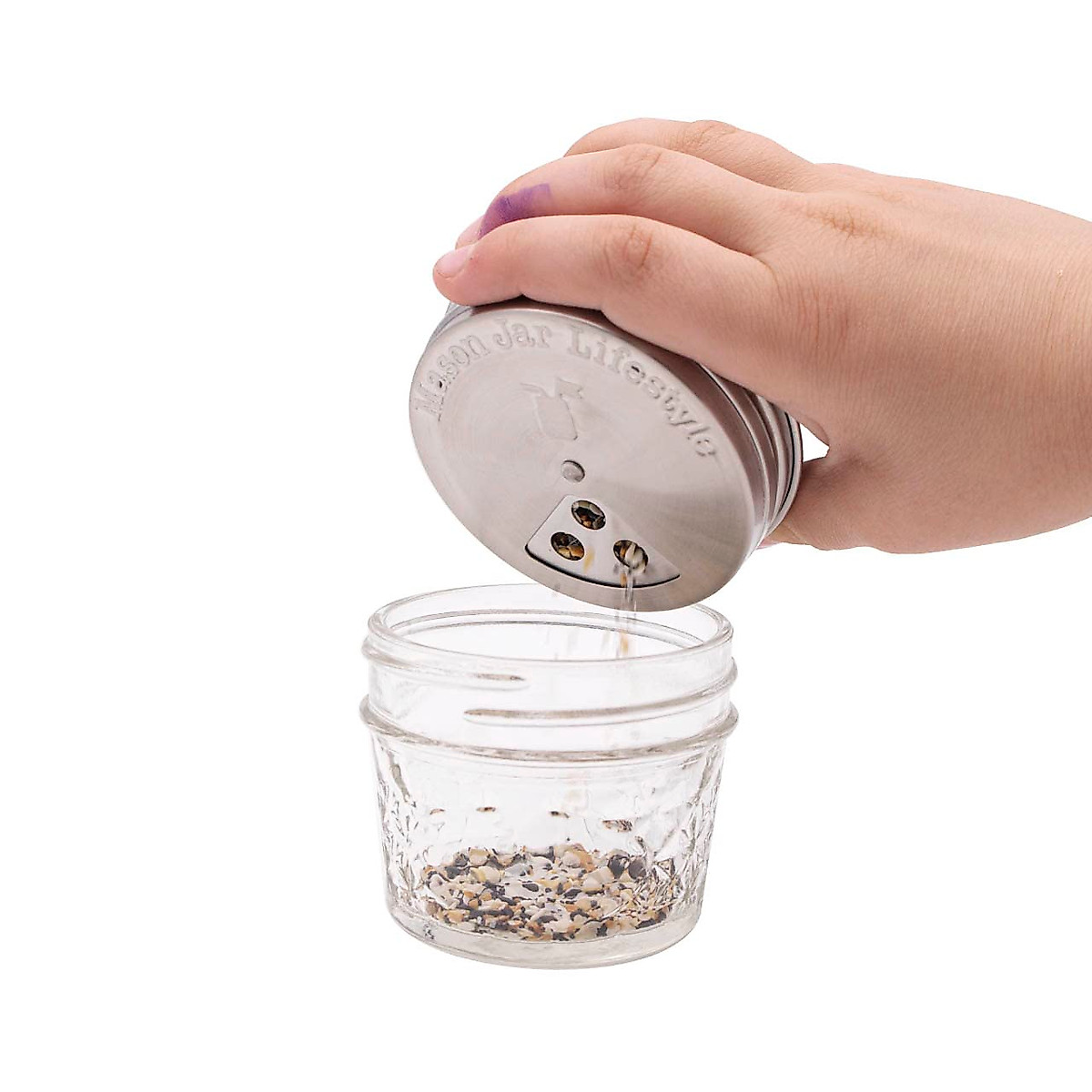 4 Pack Stainless Steel Spice Shaker Lid for Mason Jars (Regular Mouth)