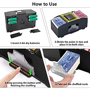 Automatic Card Shuffler 2 Deck - Battery Operated Electric Shuffler, Poker Shuffling Machine for Home Cards Games and Club Gaming, Playing Cards Machine, Suitable for 1-2 Decks, Cards Not Included