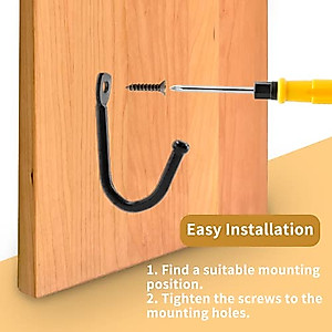 Auvotuis 24Pcs Single Iron Hooks, Decorative J Shaped Wall Mounted Single Coat Hooks with Screws for Hanging Bag, Key, Cup (Black, 1.4 x 1 Inch)