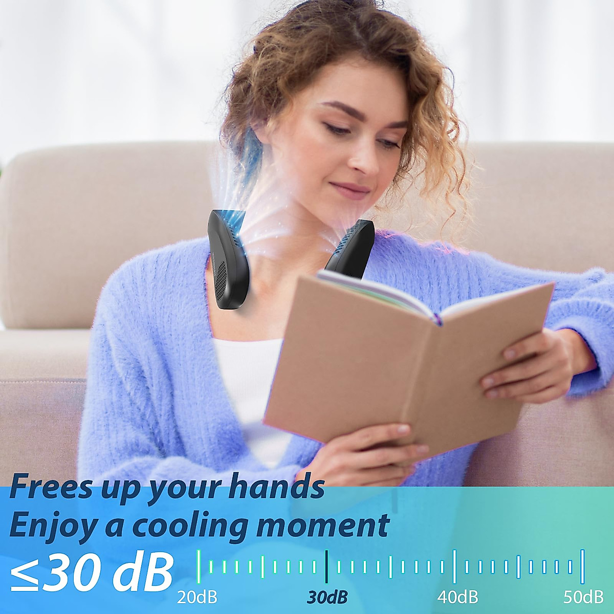 Kternay Bladeless Neck Fan - 5200mAh Portable Neck Fan with 3 Wind Speed,USB Rechargeable Personal Neck Fan, Hands-Free Design USB Fan - Ideal for Outdoor Activities and Travel