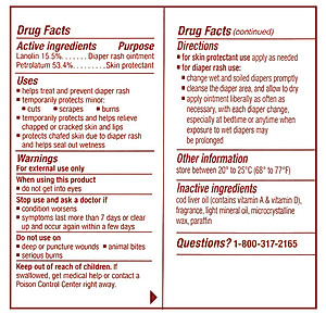 A+D Original Diaper Rash Ointment, Baby Skin Protectant With Lanolin and Petrolatum, Seals Out Wetness, Helps Prevent Diaper Rash, 4 Ounce Tube, Packaging May Vary