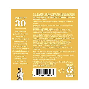 Caldrea Dish Soap, Dishwashing Liquid made with Soap Bark, Aloe Vera and Cardamom Seed Oil, Vanilla Quince Santal scent, 16 oz