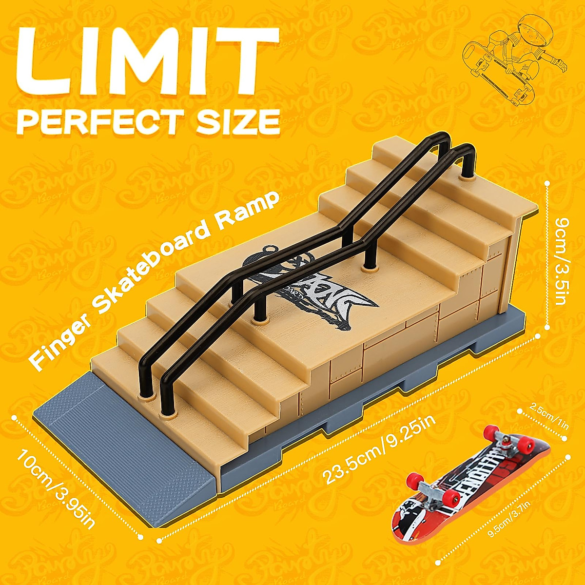 Gr8ware Skateboard Ramp, Finger Skateboard Ramp Set, Mini Skatepark for Fingerboard, Figure Boarding Skate Park, Fingerboard Skatepark Halfpipe Obstacle Deck for Kids Holiday Party Favors - Style F