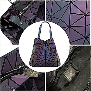 ESOVIO Irregular Geometric Luminous Shoulder Bag And Handbags For Lady Grid Holographic Reflective Purses Totes Shopping Rucksack