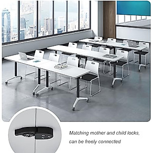 3pcs Foldable Conference Tables, Flip Top Mobile Training Table with Modesty and Lockable Wheels,Quickly Change from Horizontal to Vertical (Color : C, Size : 120 * 40 * 75cm)