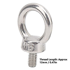 Stainless Steel Bolts, Lifting Eye Bolts Fastening M6 Eye Screw Stainless Steel Rust Proof Smooth and Burr‑free for Fastener Accessory