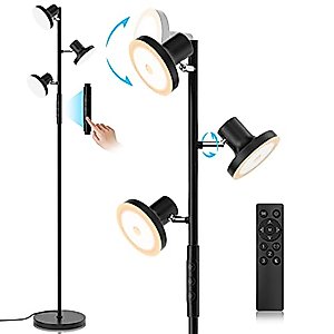 SIBRILLE LED Floor Lamp, 36W Modern Dimmable Standing Tree Lamp with Remote & Touch Control, 4 Color Temperatures, 3 Rotatable LED Light Farmhouse Floor Lamps for Living Room, Bedroom, Office, 2500LM