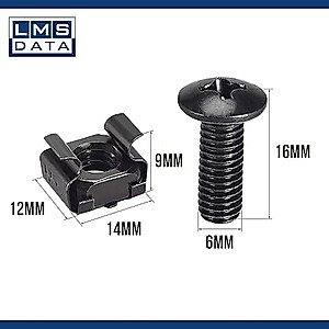 50 Pack of Black M6 Cage Nuts & Screws for Rack Mount Equipment Server 19" and 10" Cabinet, Patch Panel, Server Shelves Fixing & Installation Screws & Cage Nuts Wall Mount Server Network Enclosure