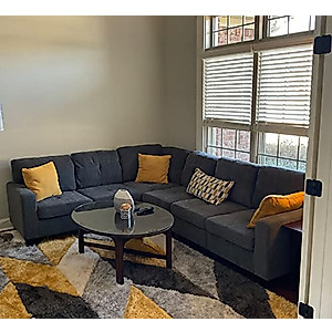 Flesser Sectional Sofa Couch with Storage Ottoman Modular Sofa Couch Reversible 6 Seater Velvet Fabric L Shape Sectional Couch for Living Room, Apartment,Home Office with Pillows (Dark Grey)