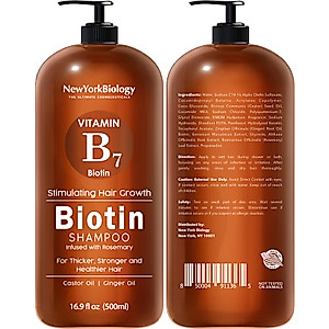 New York Biology Biotin Shampoo and Conditioner Set for Hair Growth with Tea Tree Shampoo and Conditioner Set - Thickening Formula for Hair Loss Treatment - Relief for Dandruff – 16 fl. Oz