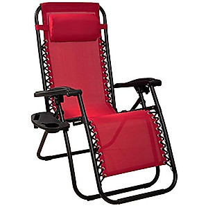 Elevon Adjustable Zero Gravity Lounge Chair Recliners for Patio, Burgundy, 1-Pack