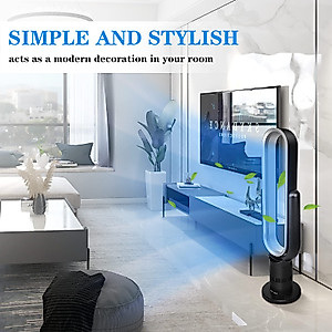 Simple Deluxe 39 inch Bladeless Tower Fan, Standing Fan, 10 Speeds Settings, 10-Hour Timing Closure, Low Noise