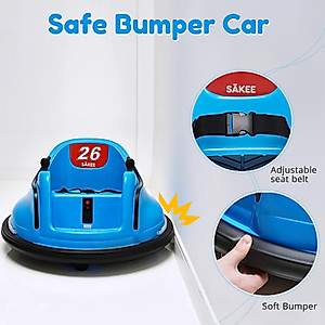 Bumper Car for Kids 12V with Remote Control Flashing Lights Music DIY Stickers for 1.5+ Baby Toddlers Children Electric Ride on Cars Vehicle Toys 66 LBS Weight Capacity, Passed ASTM Test (Blue)