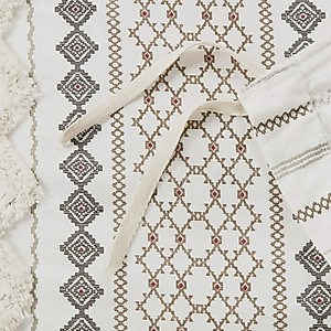 INK+IVY Imani 100% Cotton Duvet Mid Century Modern Design, All Season Comforter Cover Bedding Set, Matching Shams, King/Cal King, Ivory Chenille Tufted Accent 3 Piece