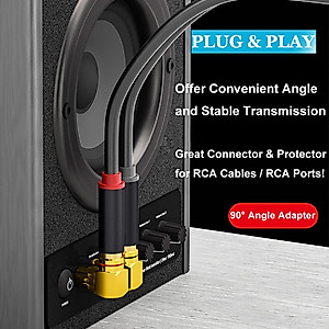 Warmstor RCA Right Angle Adapter, Gold-Plated 8-Pack 90 Degree Metal RCA Male to RCA Female Connector Adapter (4 Black + 4 Red)