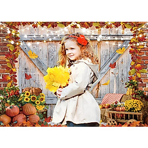 CYLYH 7x5FT Thanksgiving Backdrop Fall Thanksgiving Photography Backdrop Autumn Pumpkin Harvest Barn Background Maple Baby Shower Banner Decoration Birthday Party Backdrop