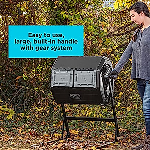 BLACK+DECKER Compost Tumbler, Dual Chamber Composter, 40 Gallon, Easy Handle System for Composting (BDSTGA9701)