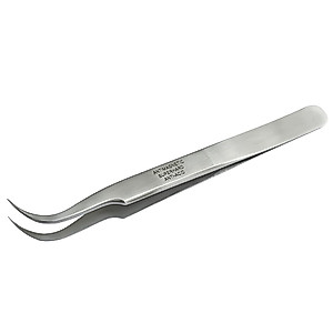 Vetus Tweezer Non-magnetic Stainless Steel Curved Slant Tip Eyelash Eyebrow Tool ST-15
