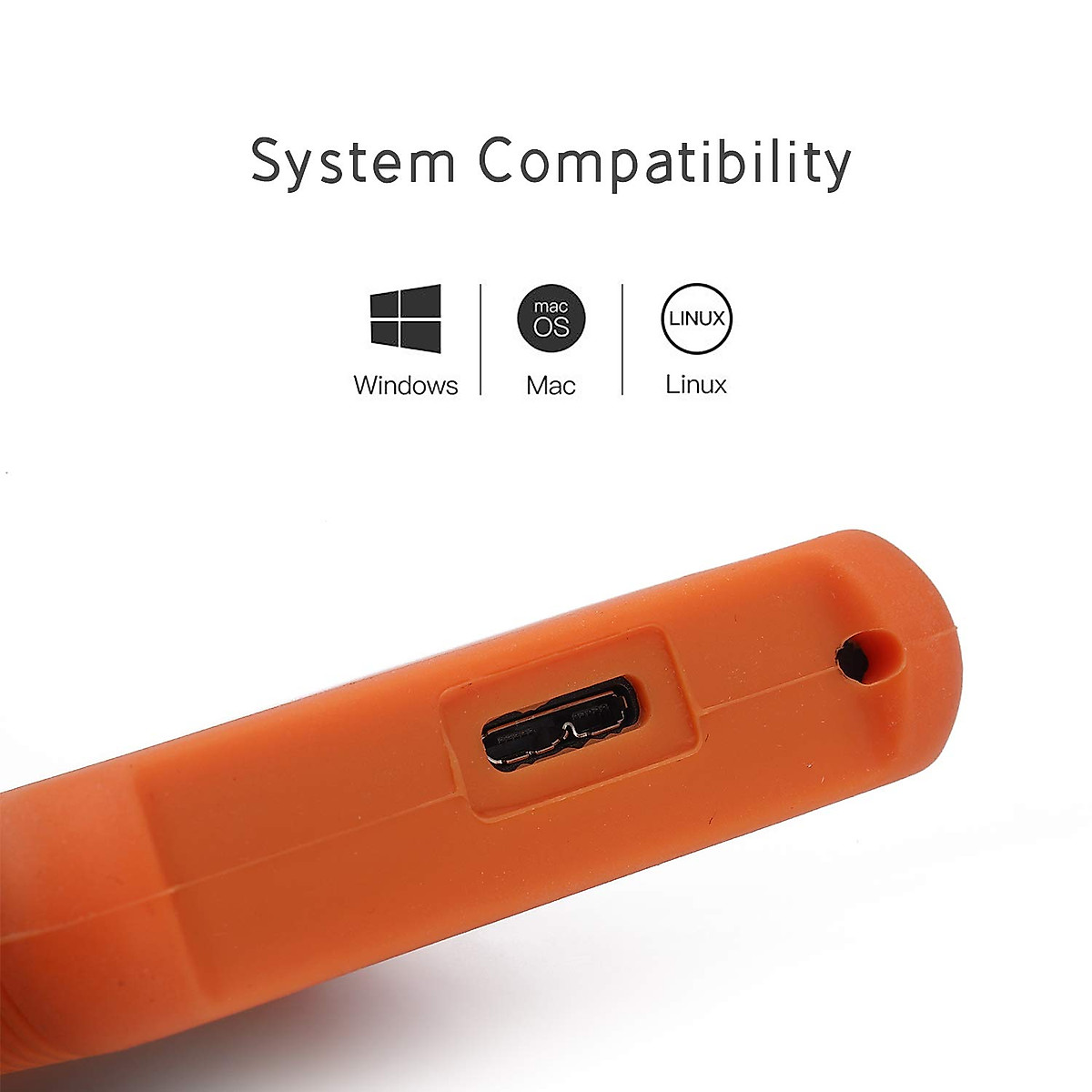 FEISHUO Portable External Hard Drive USB3.0 SATA HDD Storage — External Hard Drive Silicone Case Anti-Drop, Shockproof and Rainproof (160G, Black)