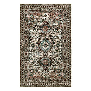 RUGSREAL Machine Washable Rug Vintage Small Throw Indoor Carpet Low Pile Non-Slip Boho Area Rug Persian Rug for Living Room Bedroom Home Office, 3' x 5' Taupe