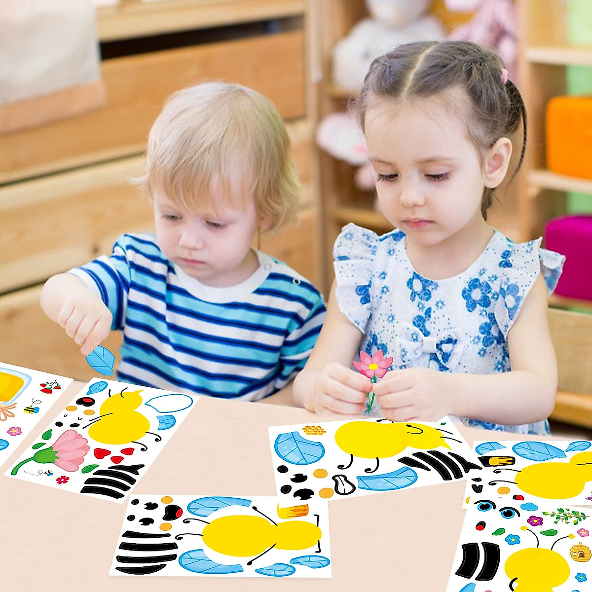 Make Your Own Honey Bee Stickers 36 Pack Spring Summer Make A Face DIY Stickers for Kids Bee Mine Bumble Bees Party Favors Gifts Creativity Crafts Fairy for Baby Shower Birthday School Rewards