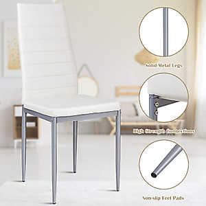COSTWAY PU Leather Dining Side Chairs, White