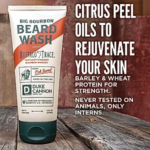 Duke Cannon Supply Co. Big Bourbon Beard Wash, 6 Fl Oz, Oak Barrel Scent - Made with Plant-Based Ingredients to Strengthen, Rejuvenate, Soften and Condition