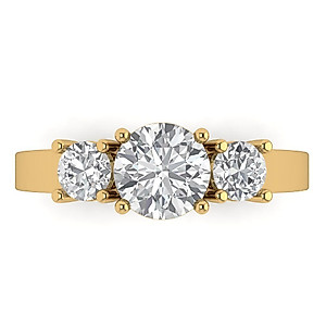 Clara Pucci 1.50 ct Round Cut 3 stone Genuine White Lab Created Sapphire Engagement Promise Anniversary Bridal Ring 18K Yellow Gold 5.5