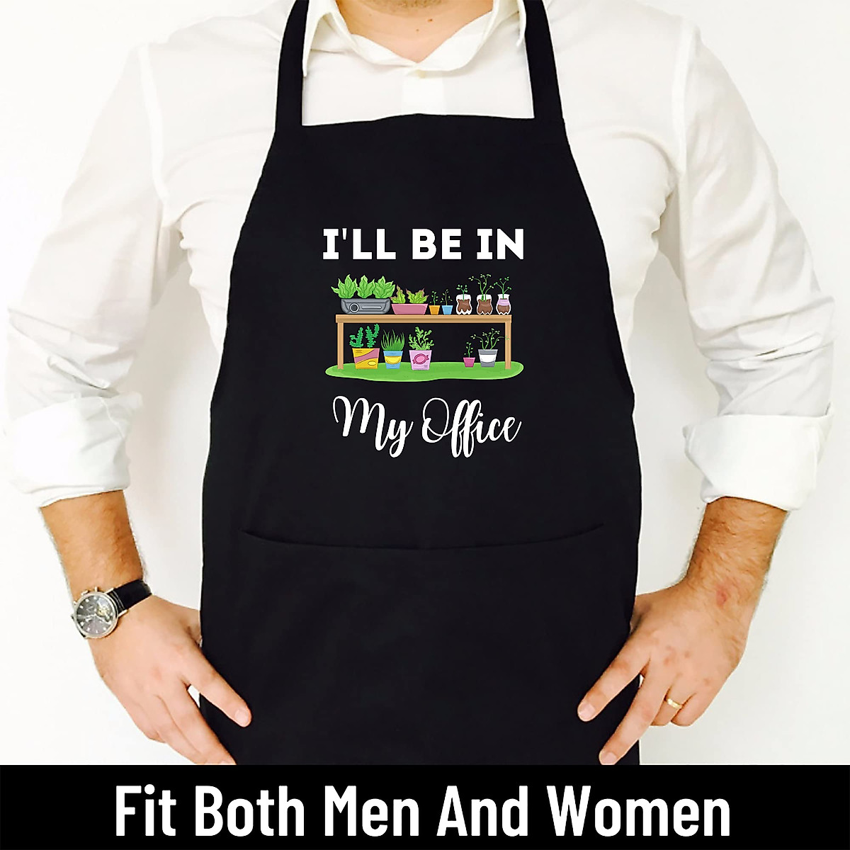 I'll Be In My Office Garden Funny Gardening Apron - 1 Size fits all Men Women Aprons Black Workwear