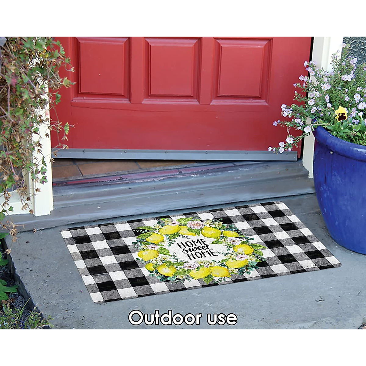 Toland Home Garden 800533 Lemon Wreath Summer Door Mat 18x30 Inch Sunshine Outdoor Doormat for Entryway Indoor Entrance