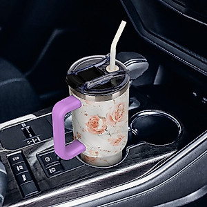 White Marble Rose Gold 40 Oz Tumbler Insulated Stainless Steel Water Bottle Travel Mug Car Cup with Handle And Straw