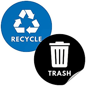 Pack of 2 Recycle Sticker for Trash Can Round (4,7 inch) Green - Recycling Stickers for Trash can - Self-Adhesive Recycling Sticker - UV Resistant, Waterproof, Anti Scratch for Outdoor and Indoor