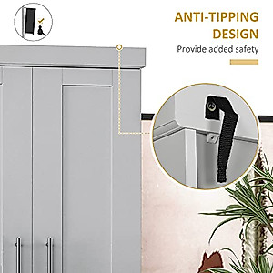 HOMCOM Modern Kitchen Pantry Freestanding Cabinet Cupboard with Doors and Drawer, Adjustable Shelving, Grey