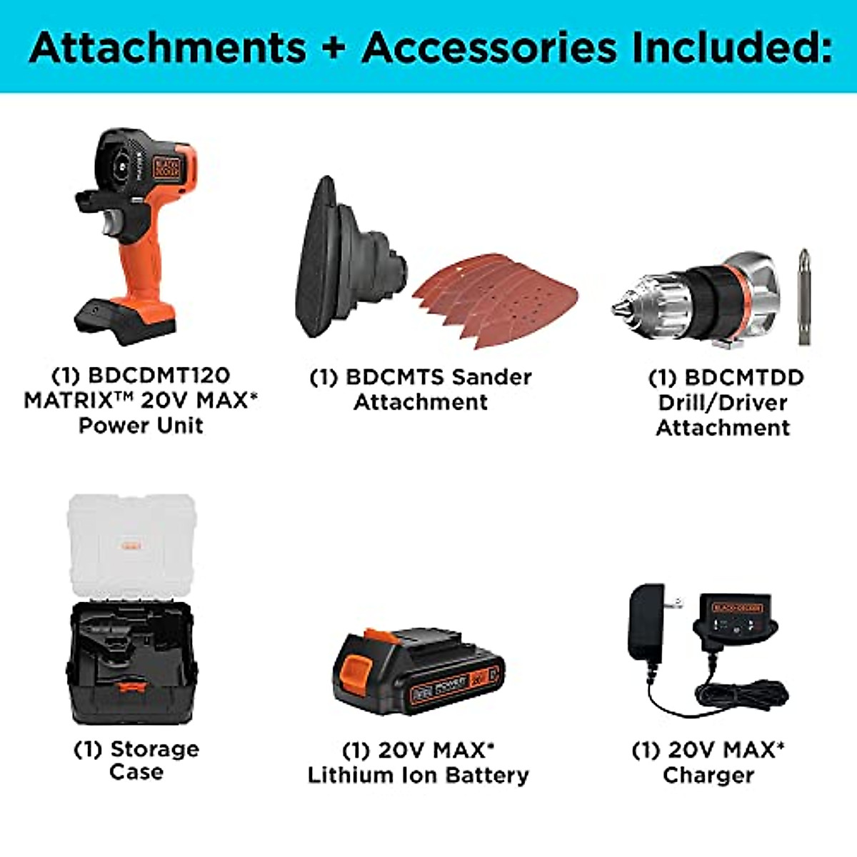 BLACK+DECKER BLACK+DECKER MATRIX 2V MAX* Drill + Sander Combo Kit with Storage Case (BDCDMT1202KTSC1)