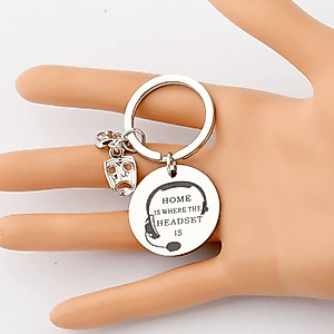CENWA Stage Manager Keychain Drama Mask Jewelry Drama Major Gift Home Is Where The Headset Is Keychain (Home Is Where k)