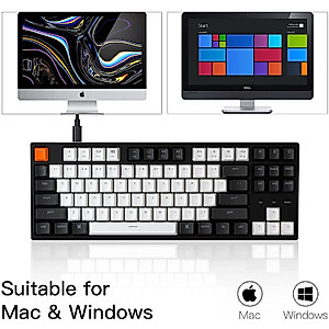 Keychron C1 87 Key Hot-swappable Wired Mechanical Keyboard, USB Type-C Cable, Double-Shot ABS Keycaps TKL Mechanical Gaming Keyboard, White Backlit Gateron G Pro Brown Switch for Mac Windows