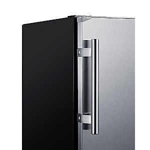 Summit FF708BL7SS 24” Wide Under Counter Refrigerator 5.1 cu.ft. Made in Europe with Automatic Defrost Operation, Reversible Stainless-Steel Door, and Deluxe black interior (Right Hand Door)
