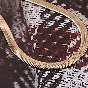 NUZON Gold Choker Necklaces for Women Girls 14K Gold Plated 5MM Snake Chain Necklace Thick Flat Herringbone Necklace Layering Jewelry Gift 16''