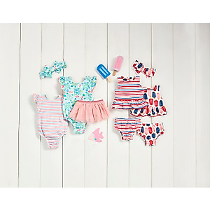 Mud Pie Girls Reversible Swimsuit & Tutu Set, Turtles/Stripes, 4T