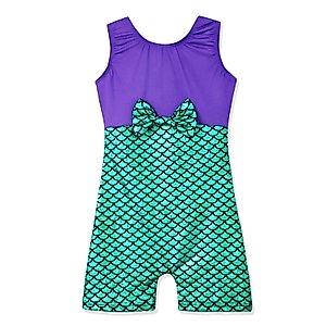 HOZIY Mermaid Leotards for Girls Gymnastics 4t 5t Green Purple Toddlers Bodysuits Dance Wear