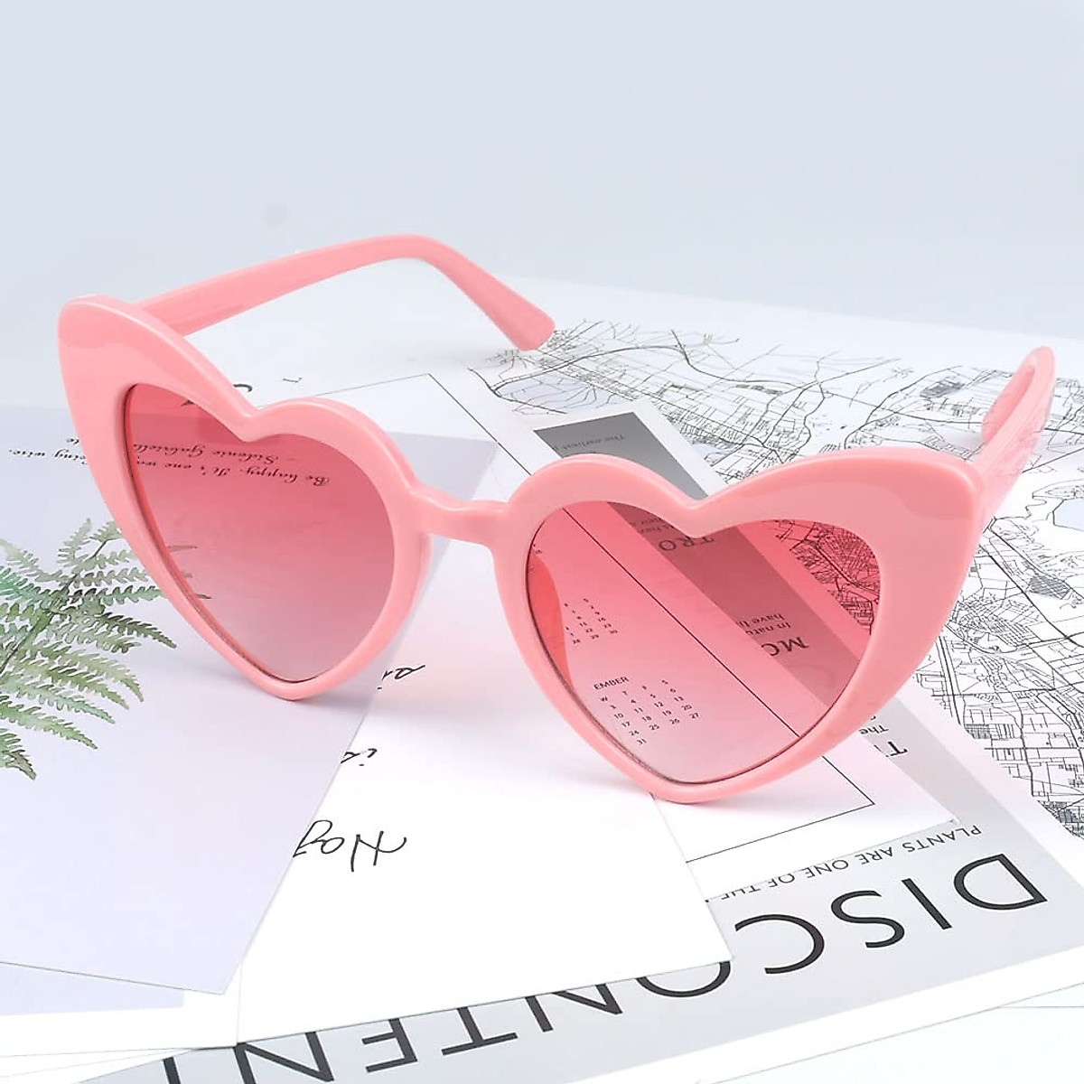 YooThink Love Heart Shaped Sunglasses for Women,Vintage Cat Eye Mod Style Retro Glasses