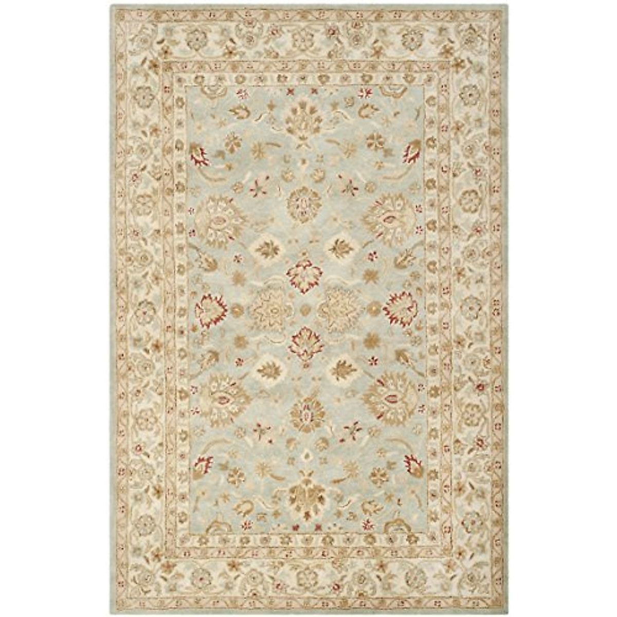 SAFAVIEH Antiquity Collection 5' x 8' Grey Blue / Beige AT822A Handmade Traditional Oriental Premium Wool Area Rug
