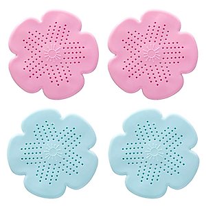Sink Strainer 4 Pcs Creative Flower Shaped Kitchen Sink Strainer Shower Drain Hair Catcher Bathtub Drain Protector Home Bath Accessories
