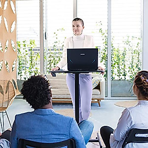 SMUGDESK.COM Mobile Laptop Desk Sit-Stand Desk Adjustable Height Laptop Desk Cart Ergonomic Table Small Standing Desk with Pneumatic Height Adjustments (Obsidian)