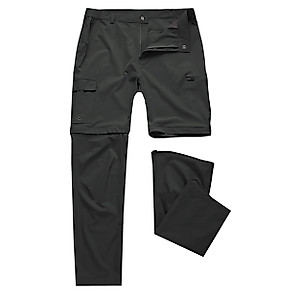 Mens Hiking Convertible Pants Waterproof Lightweight Quick Dry Zip Off Fishing Travel Safari Outdoor Cargo Work Trekking trousers Black 36