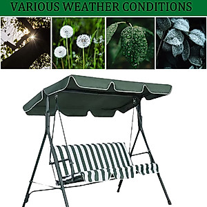 Swing Canopy Replacement Top, Outdoor Patio Swing Canopy Replacement, 3 Seat Swing Canopy Replacement Cover for Porch Patio Garden Seat (Green/64 * 44 * 5.9)