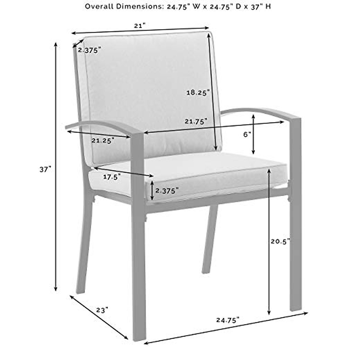 Crosley Furniture KO60025BZ-OL Kaplan Outdoor Metal Dining Chairs, Set of 2, Oiled Bronze with Oatmeal Cushions